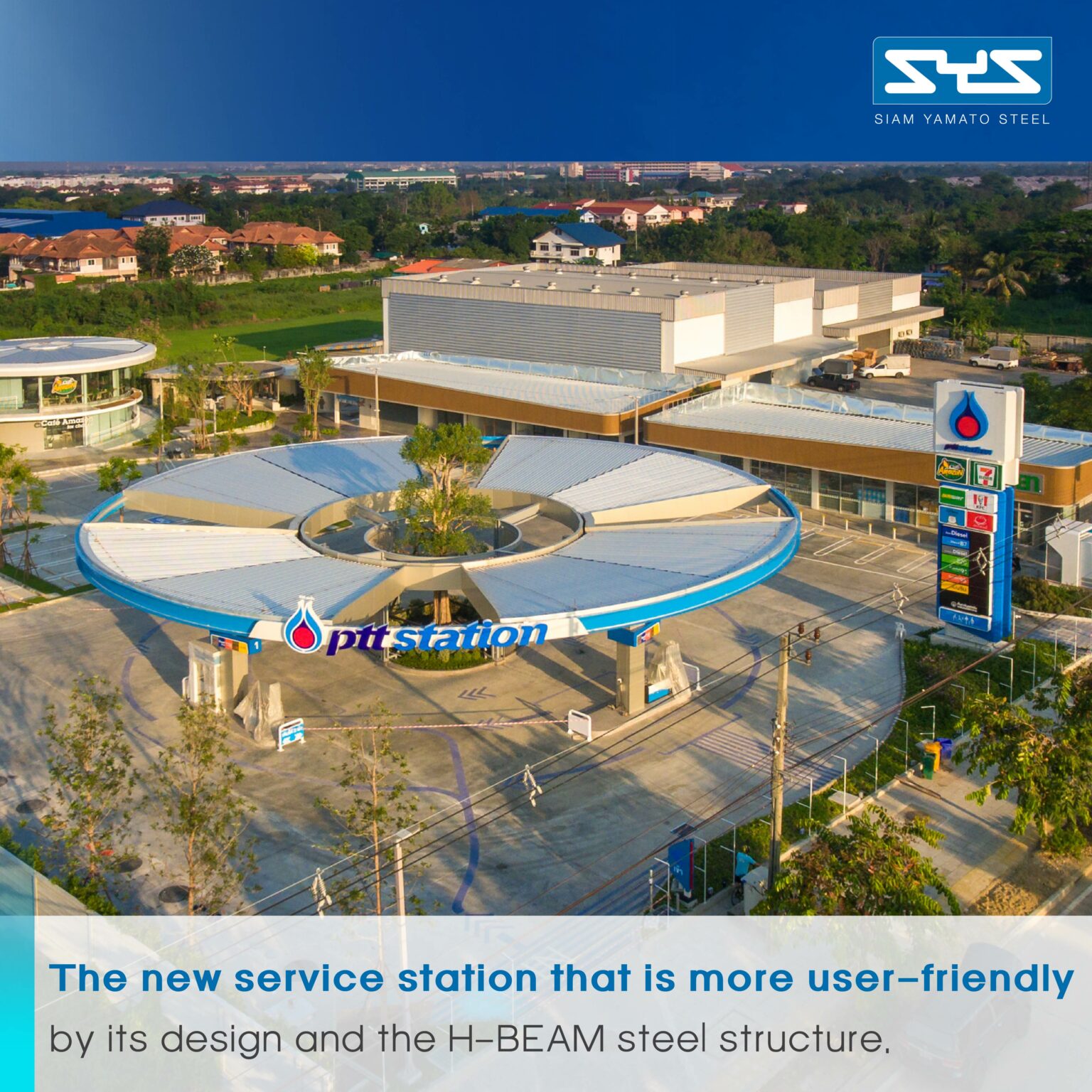 PTT Station, a new gas station with a steel structure that adapts to ...